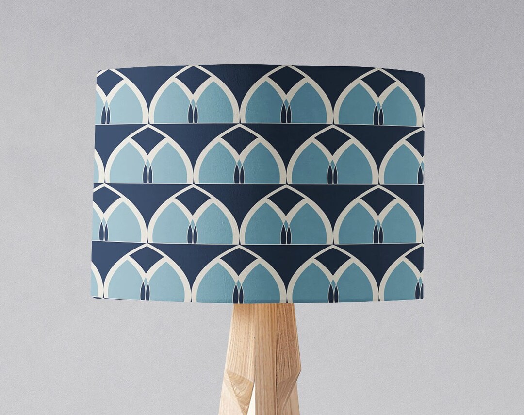 Navy Blue and White Modern Geometric Lampshade for Table Lamp, Ceiling ...