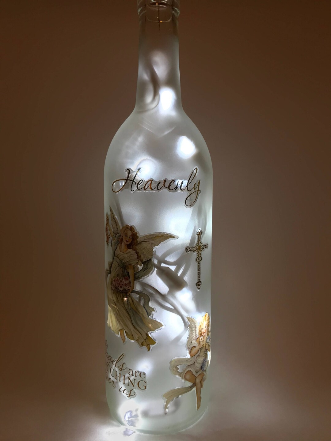 Angels Wine Bottle Lamp - Etsy