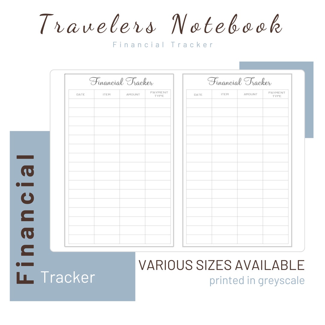 Financial Tracker Travelers Notebook Inserts Printed Refill - Etsy