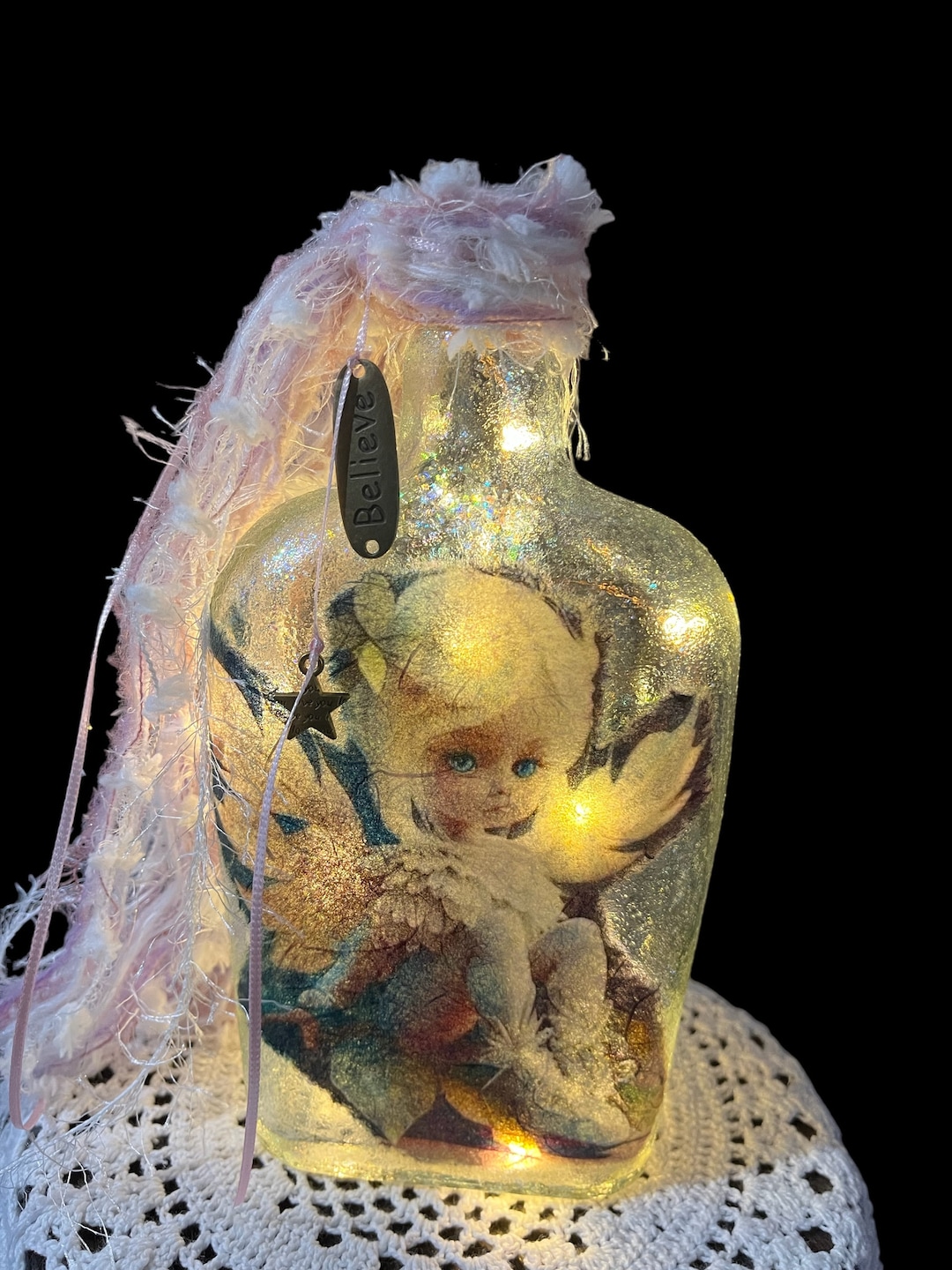 Lighted Decoupaged Trixie Fairy Bottle**woodland Fairy Night Light ...