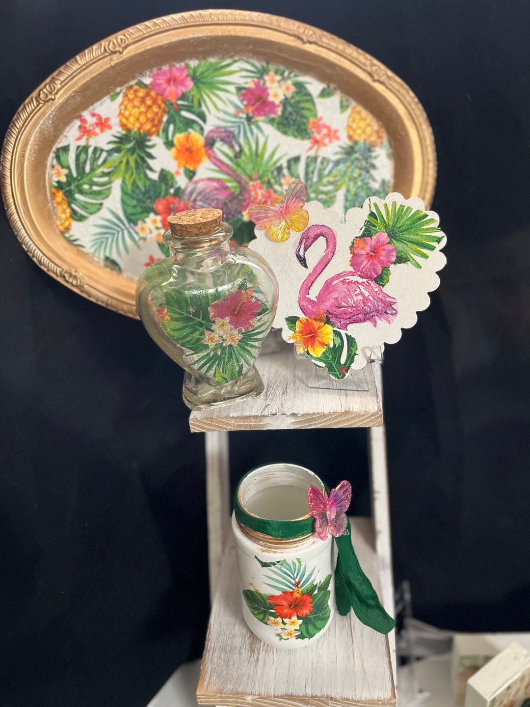 Flamingo Tray Set*beach Vanity Set*flamingo Vanity Tray Set*summer Home ...