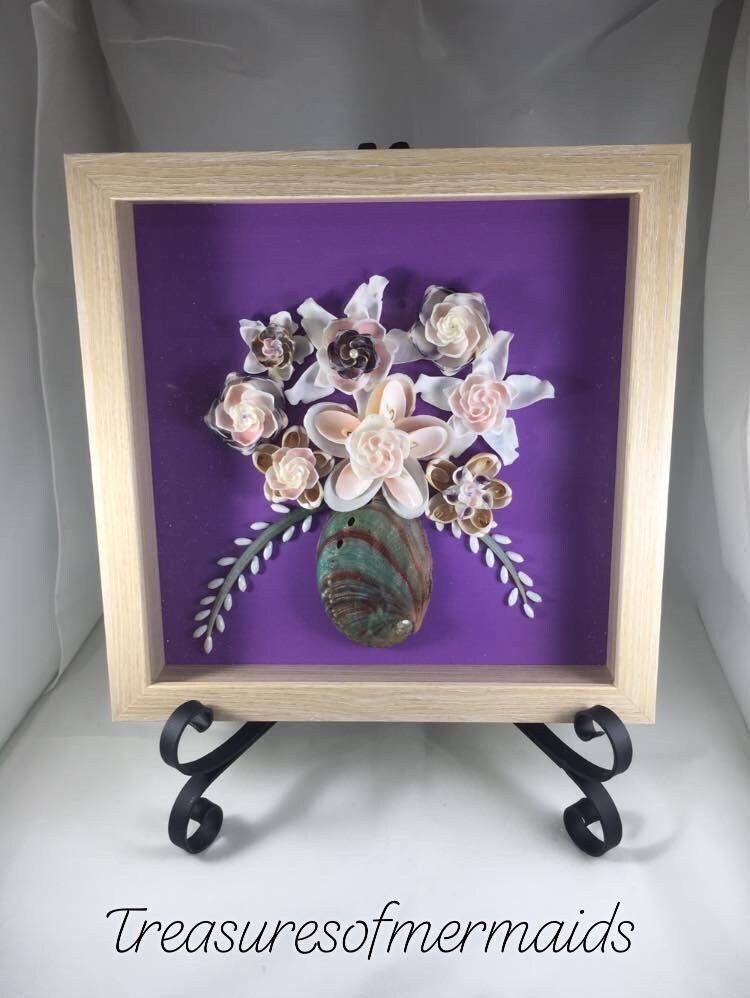 Original Shell Designed Floral Arrangement Behind Glass - Etsy