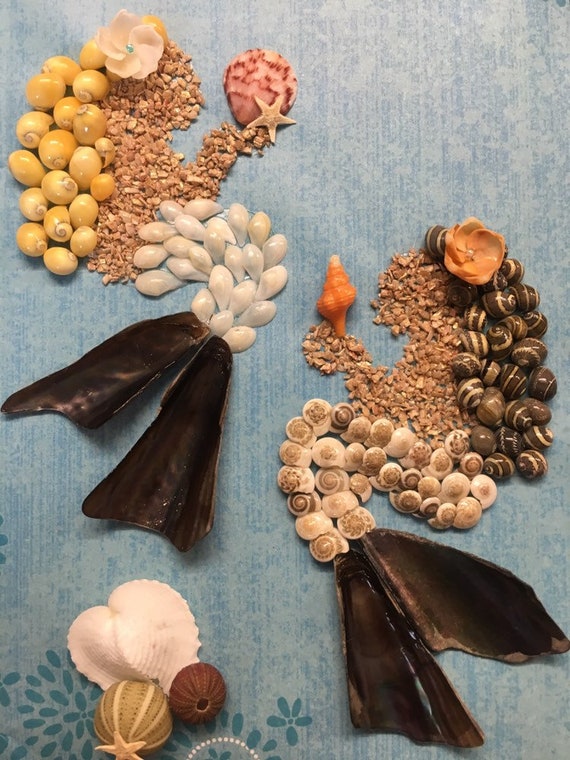 Mermaid Sisters Ocean Goddesses Shell Art Boho Shell Art - Etsy