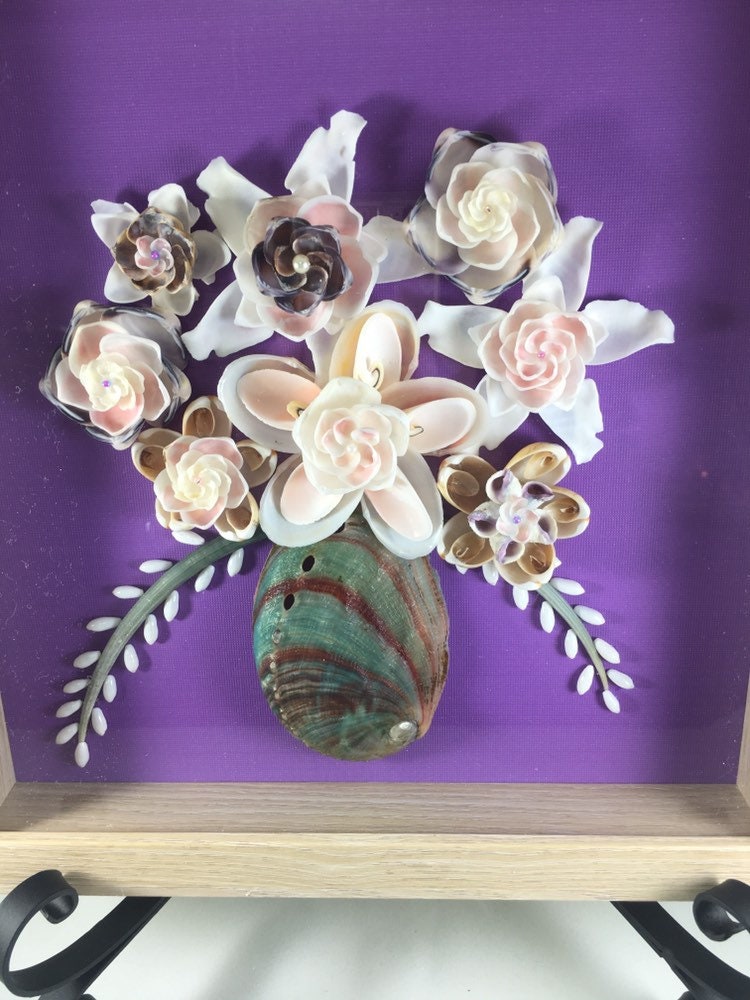 Original Shell Designed Floral Arrangement Behind Glass - Etsy