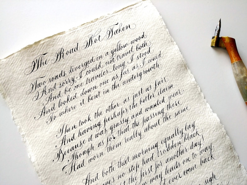 Custom Handwritten Poem on Handmade Cotton Paper Calligraphy - Etsy