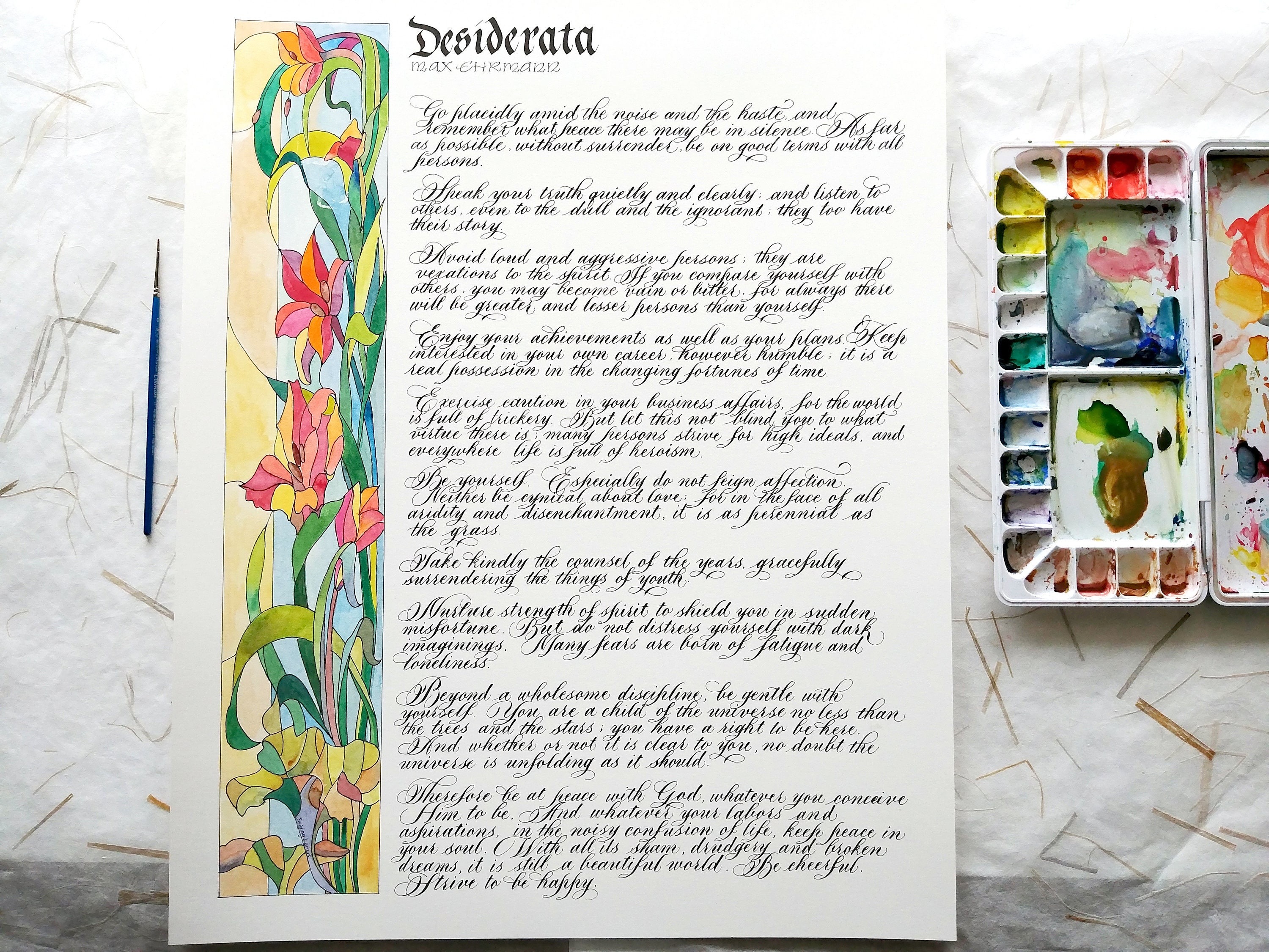 Custom Calligraphy Poem With Watercolor Art Quotes Verse - Etsy Singapore