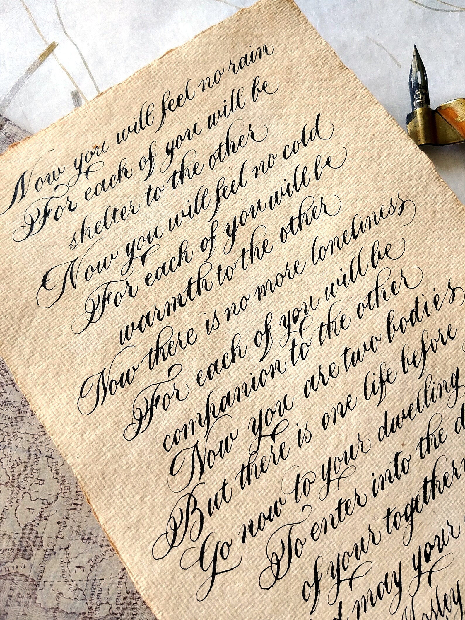 Calligraphy Service on Hand Aged Parchment Paper Calligraphy - Etsy