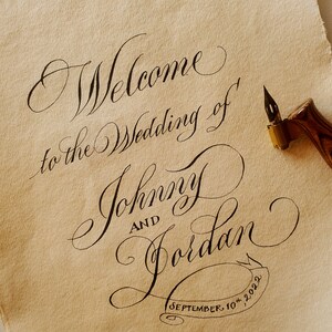 Calligraphy Service on Hand Aged Parchment Paper, Calligraphy Wedding ...