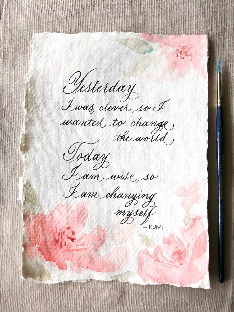 Custom Calligraphy Quote With Watercolor Art Poem Verse - Etsy Canada