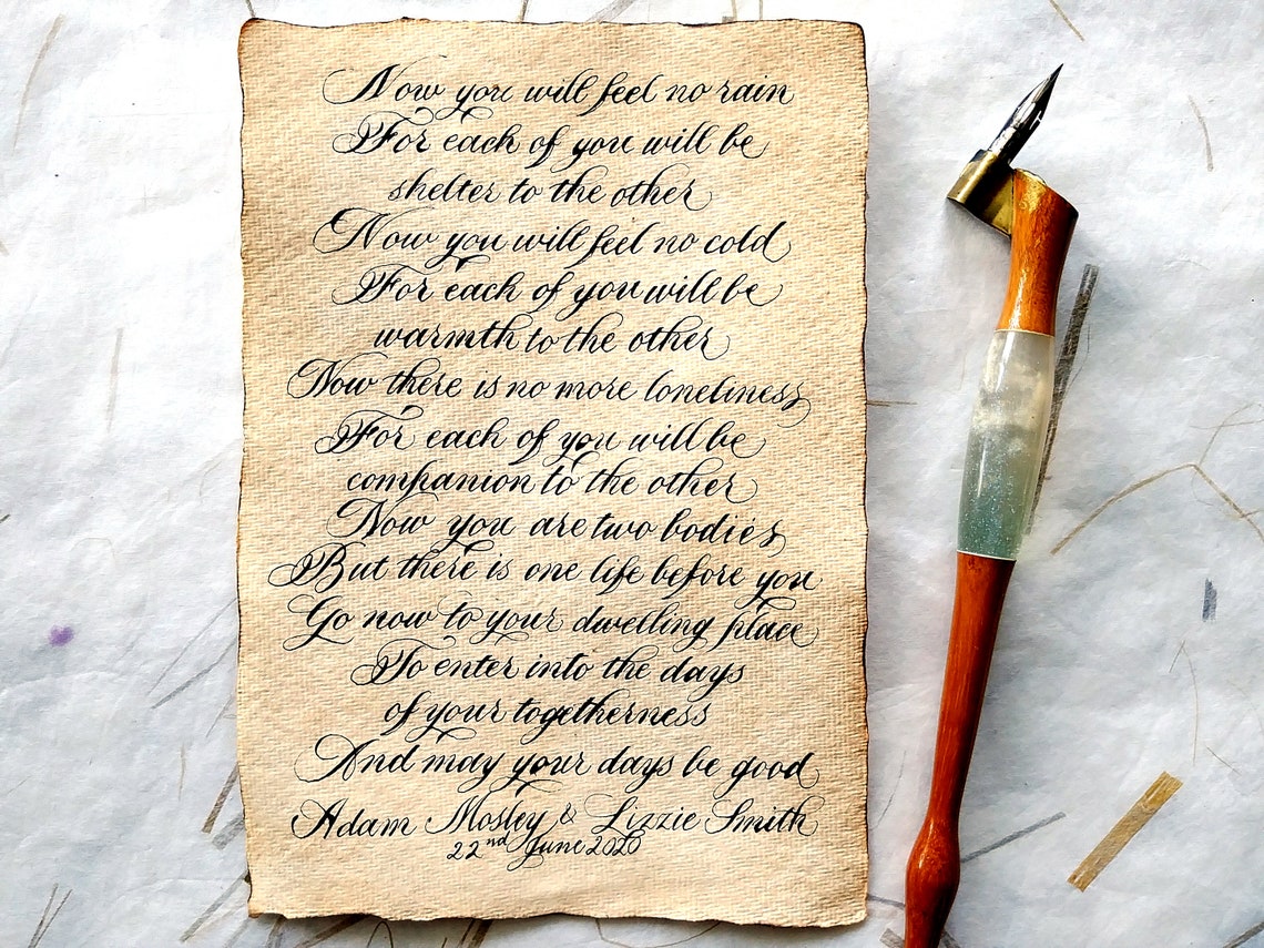 Calligraphy Service on Hand Aged Parchment Paper Calligraphy - Etsy