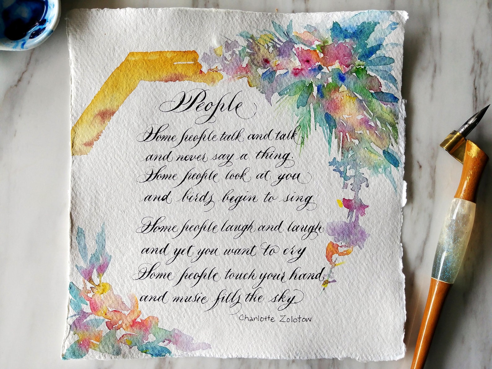 Custom Calligraphy Quote With Watercolor Art Poem Verse - Etsy Canada