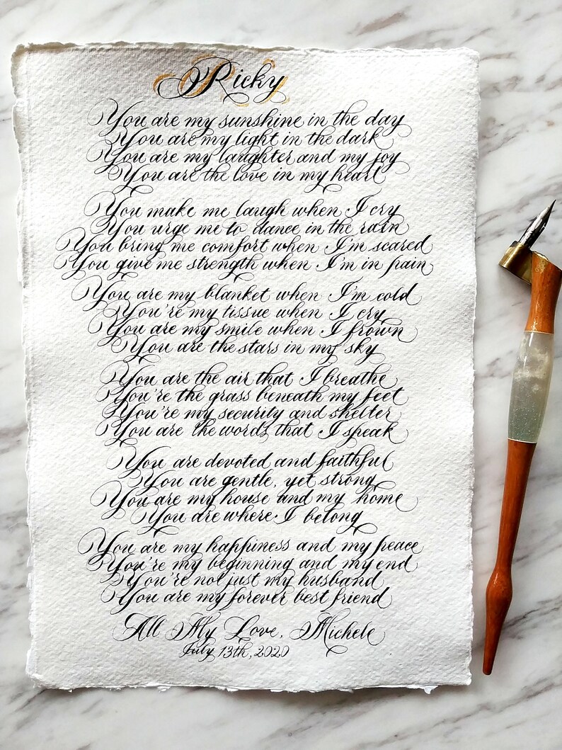 Custom Calligraphy Quote Poem Bible Verse Love Letter | Etsy Canada