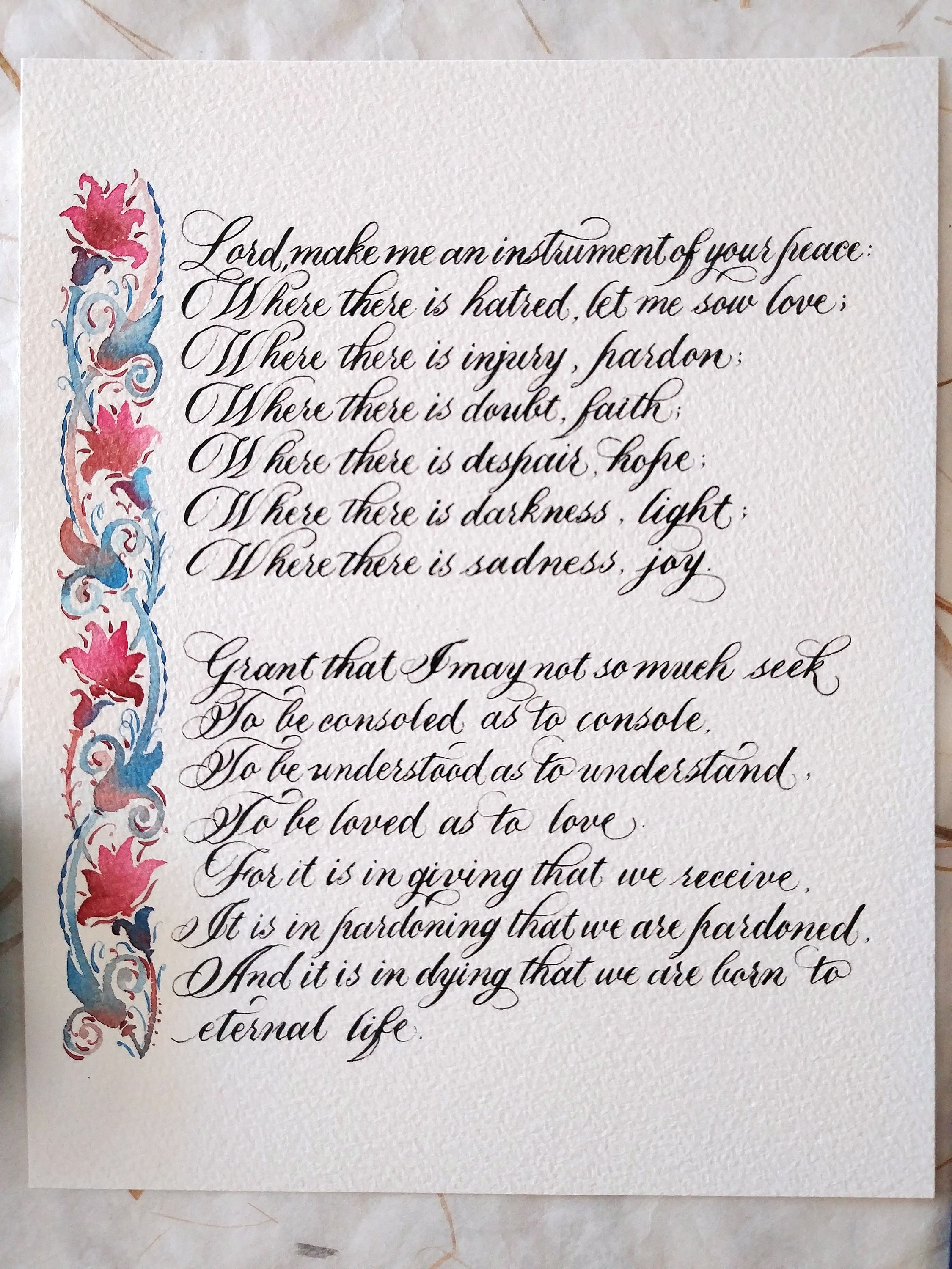 Custom Calligraphy Poem With Watercolor Art Quotes Verse - Etsy Singapore