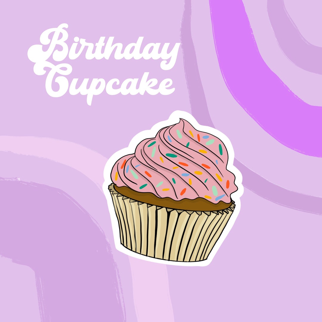 Birthday Cupcake Sticker - Happy Birthday - Laptop Sticker - Hydroflask ...