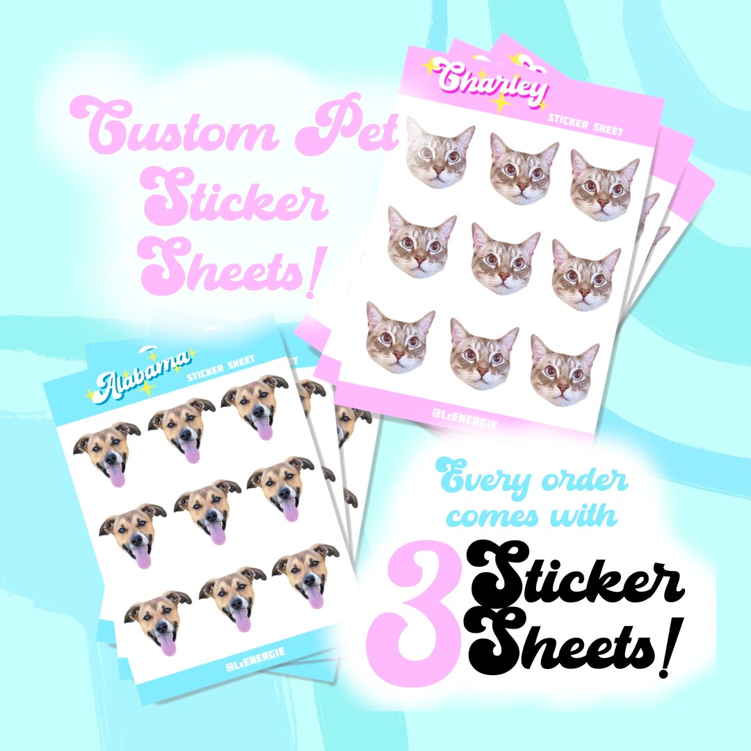 CUSTOM Pet Sticker Sheets | Pet Stickers | Custom | Cat Stickers | Dog ...
