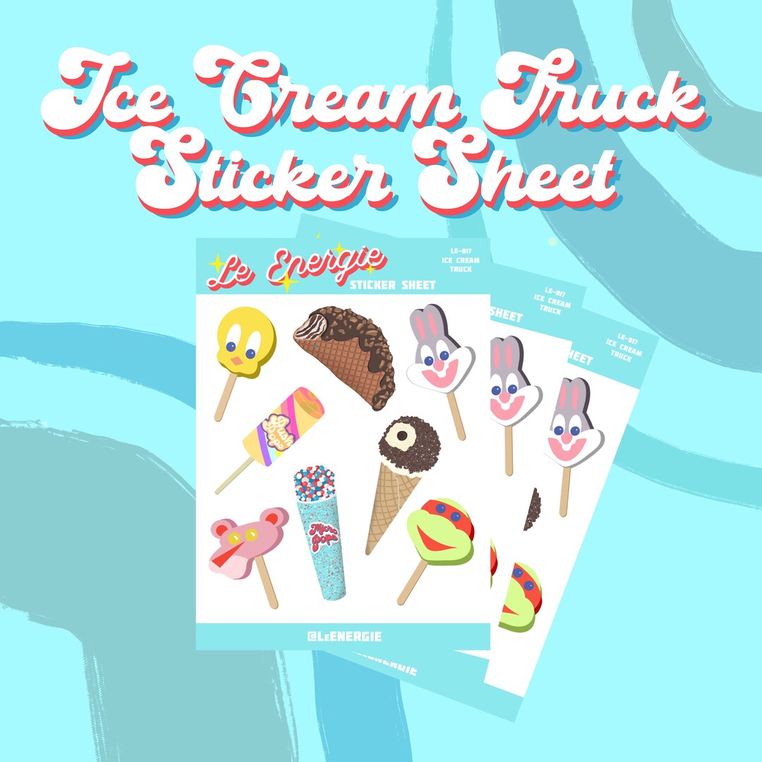 Ice Cream Truck - Sticker Sheet - Cute Stickers - Choco Taco - 90s ...