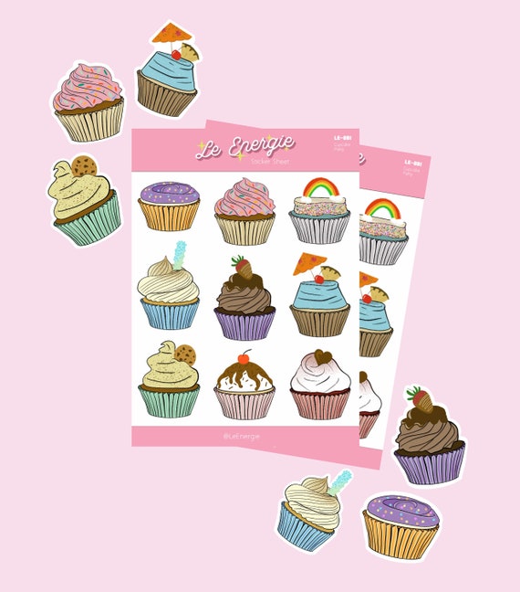 Cupcake Party Sticker Sheet Cute Stickers Planner | Etsy