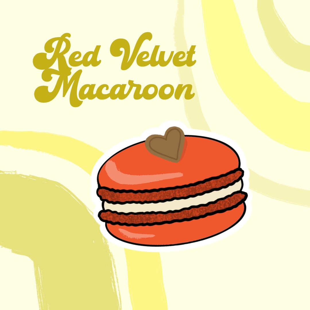 Red Velvet Macaroon Stickers - Heart - Chocolate - Laptop Sticker ...