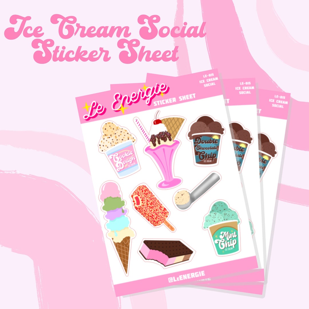 Ice Cream Social - Sticker Sheet - Cute Stickers - Planner Stickers ...
