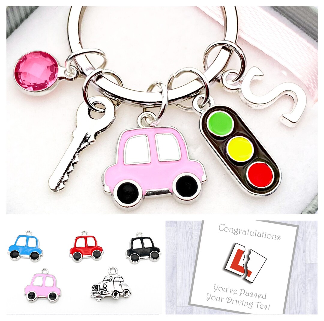 Driving Test Gift. Personalised Initial. Pink Car Charm. New Driver ...