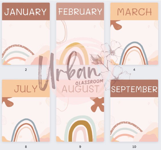 Boho Rainbow Neutrals Classroom Digital Download Our Birthdays Poster ...