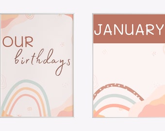 Digital Download Boho Birthday Chart Boho Classroom - Etsy