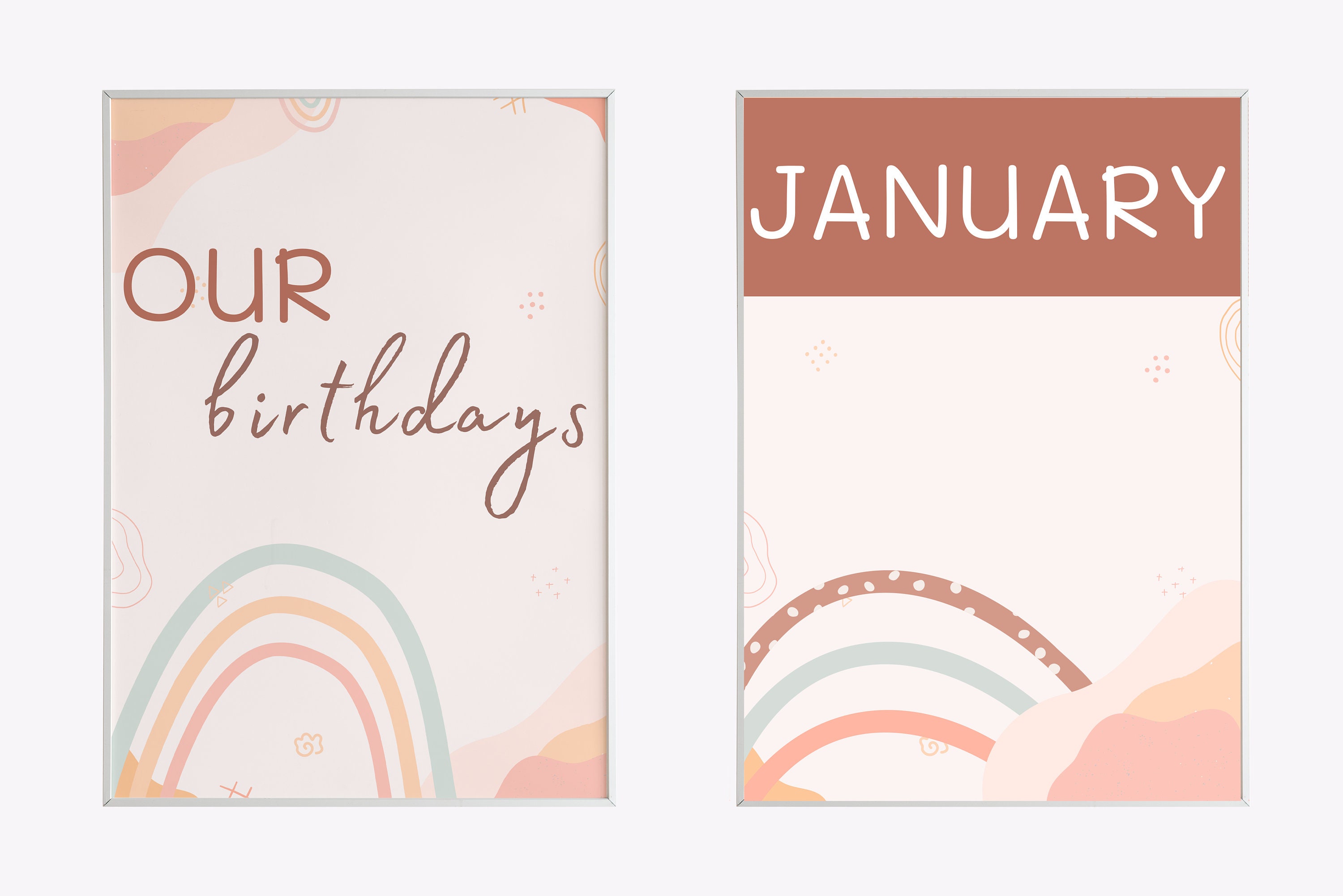 Boho Rainbow Neutrals Classroom Digital Download Our Birthdays Poster ...