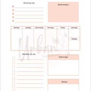Teacher Weekly Planner Undated | Pink Green Blue Neutral Options ...