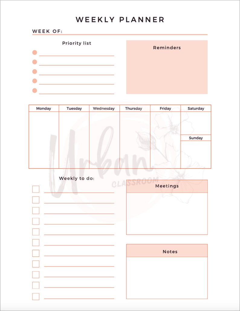 Teacher Weekly Planner Undated | Pink Green Blue Neutral Options ...