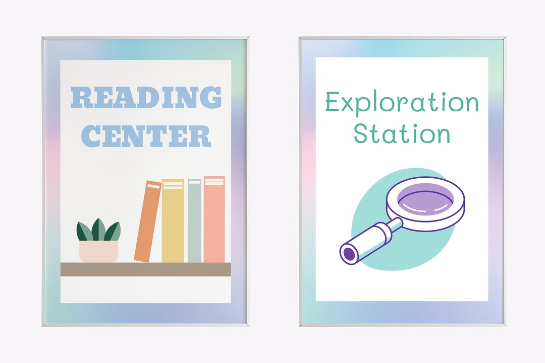 Pastel Classroom Area Signs | Gradient Early Elementary Classroom ...