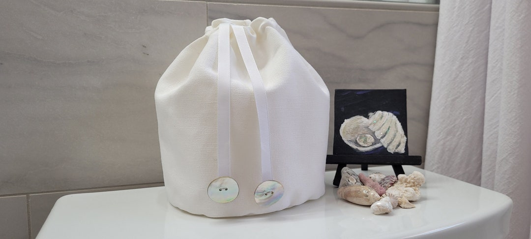 Tissue Cover, Belgian Linen/cotton, Ribbon W/shell Buttons, Linen ...