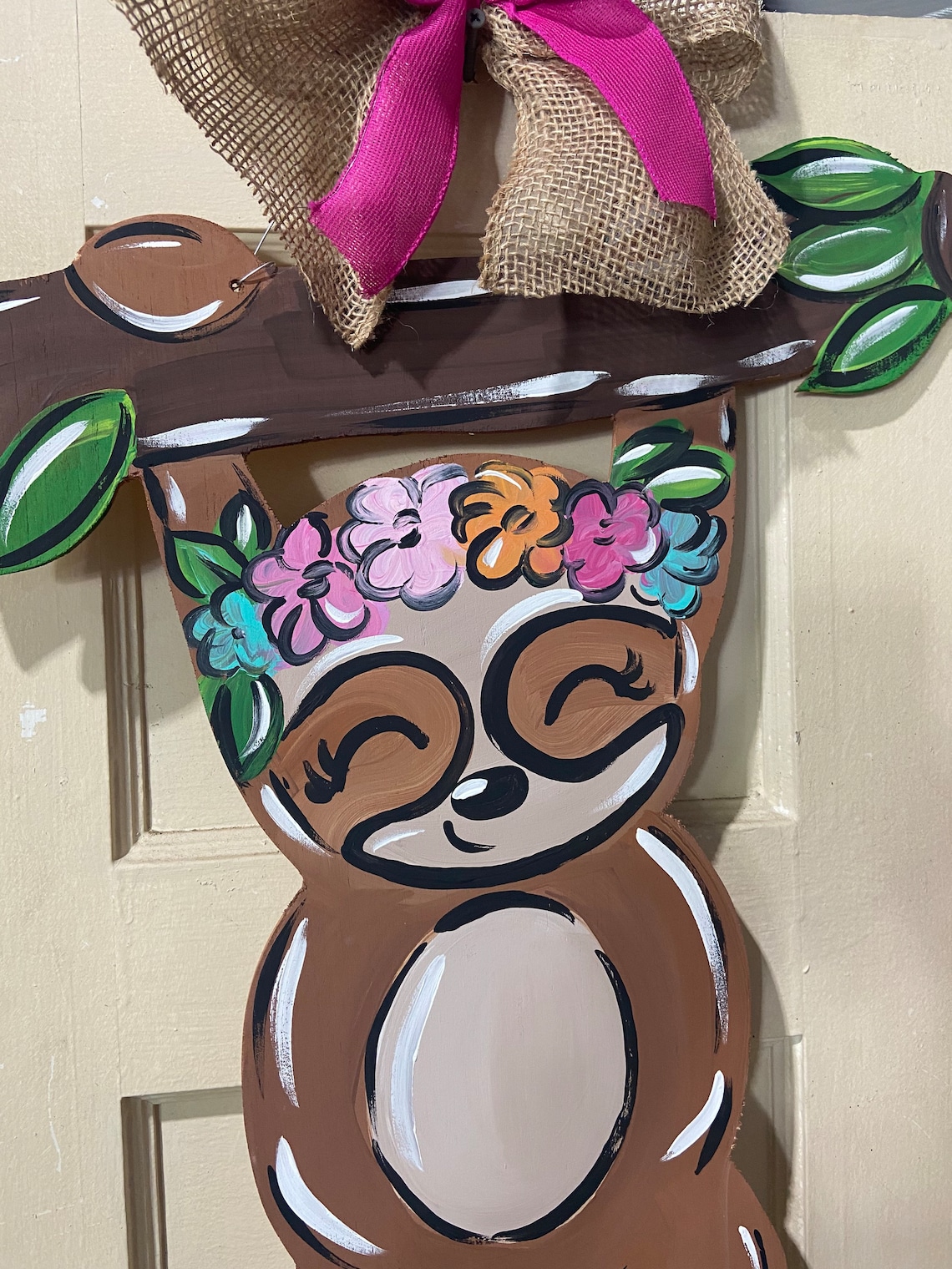 Sloth Wooden Door Hanger - Etsy