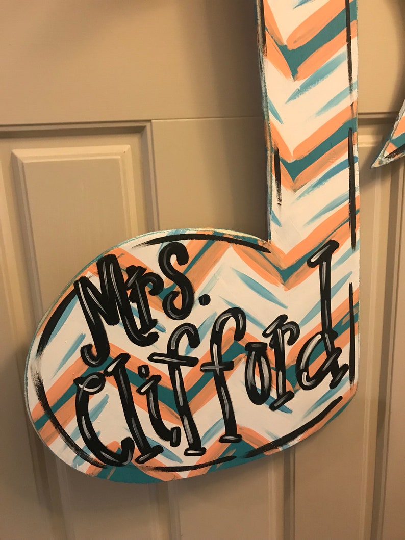 Music Note Wooden Door Hanger | Etsy