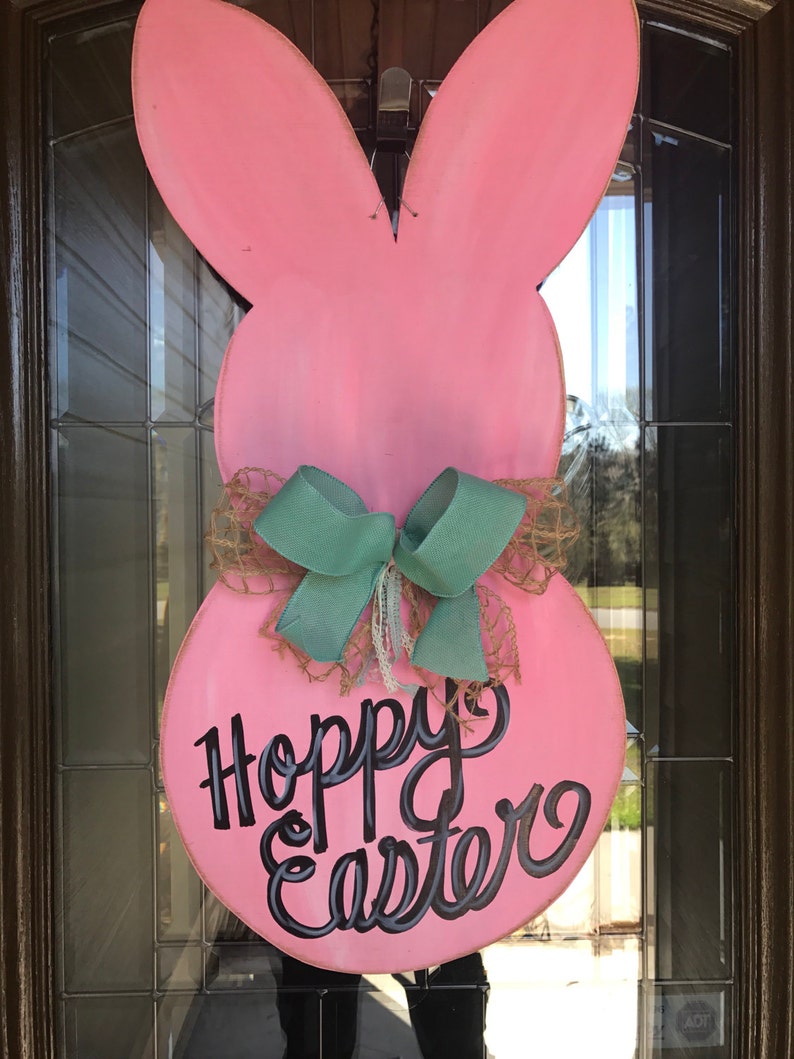 Peeps Easter Bunny Wooden Door Hanger - Etsy
