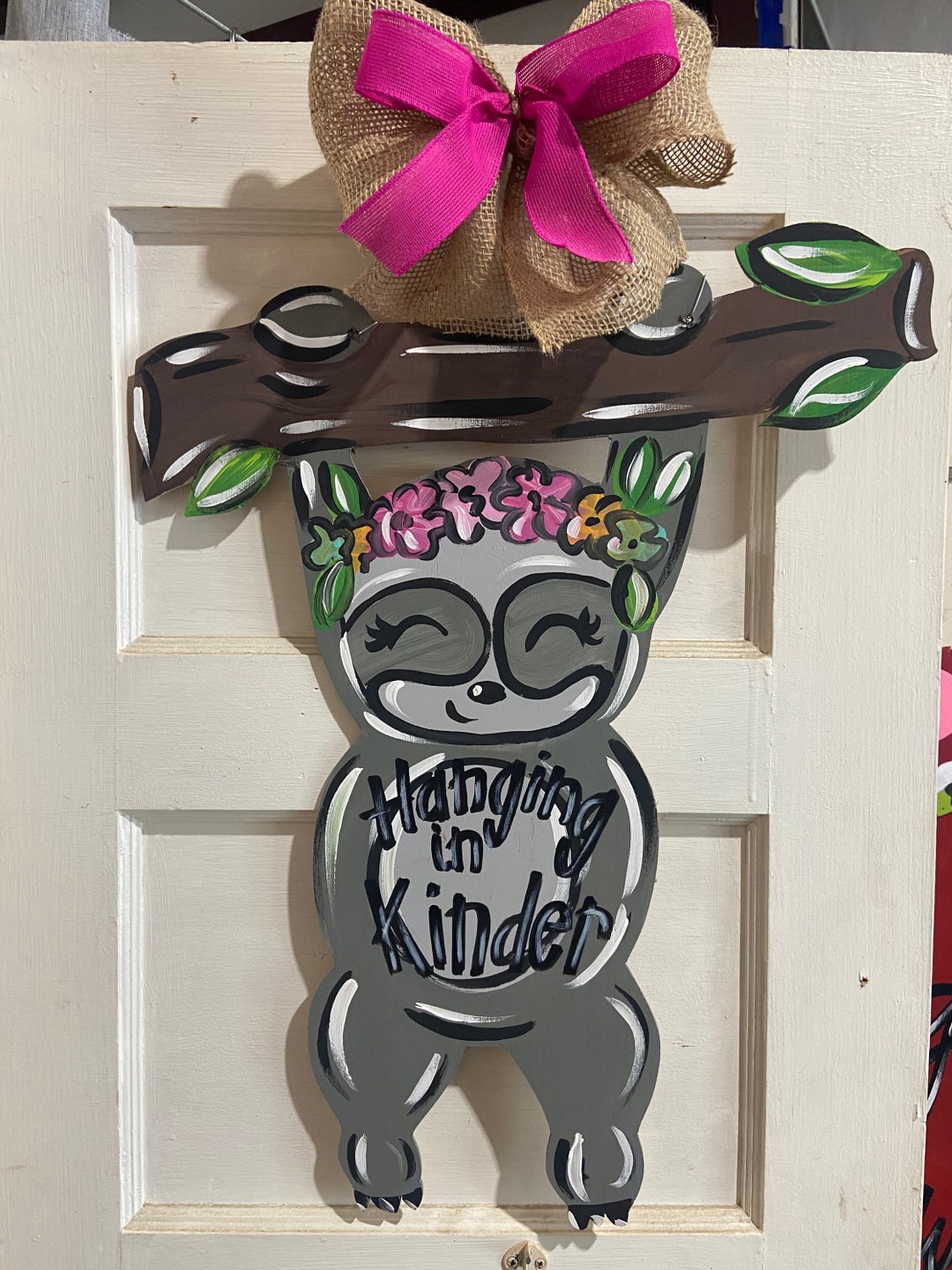 Sloth Wooden Door Hanger - Etsy