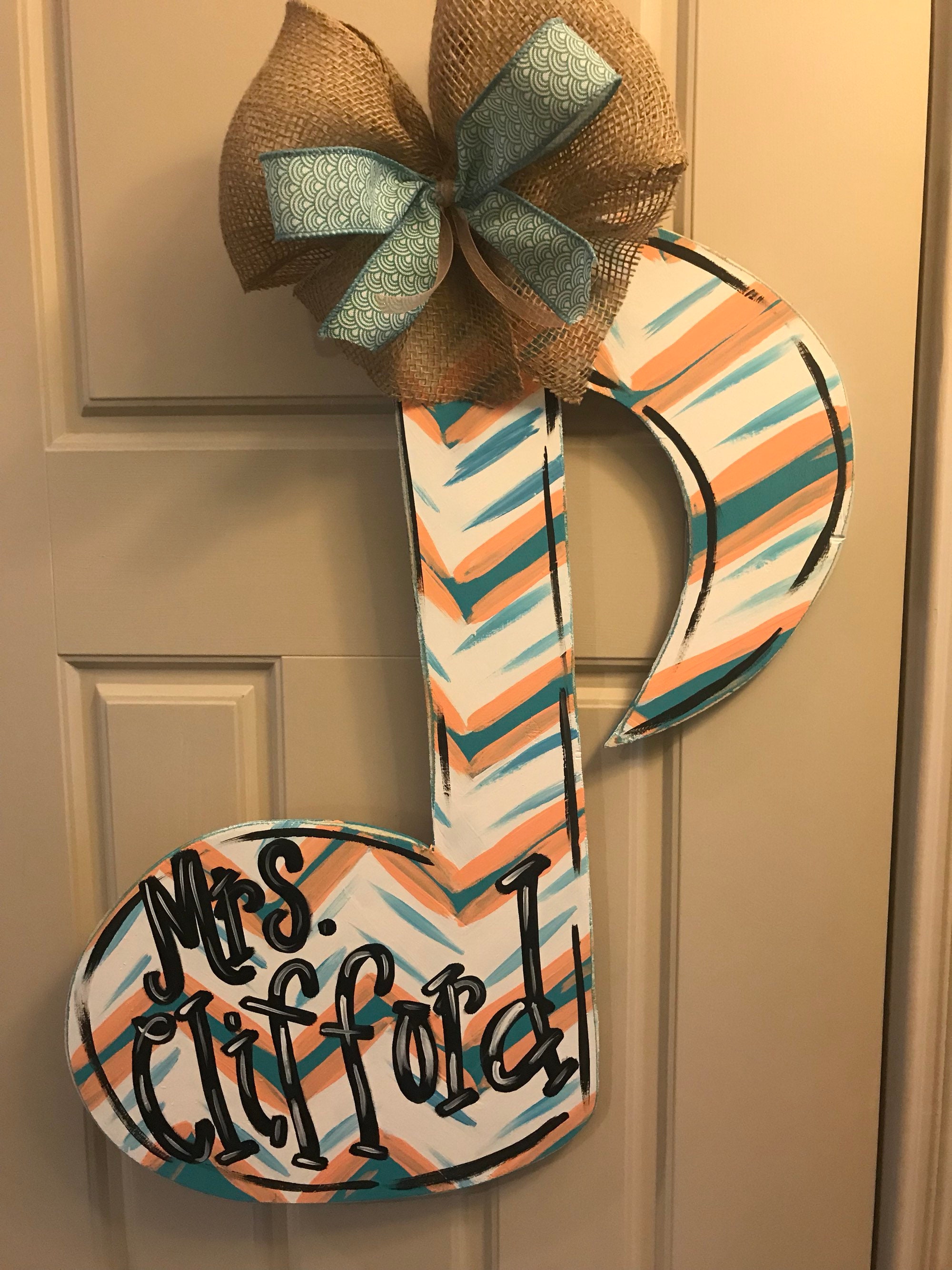 Music Note Wooden Door Hanger | Etsy