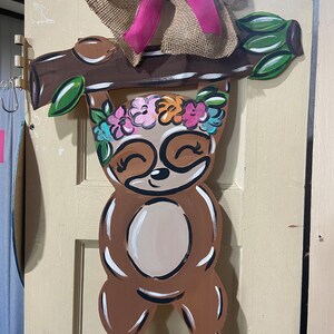 Sloth Wooden Door Hanger - Etsy