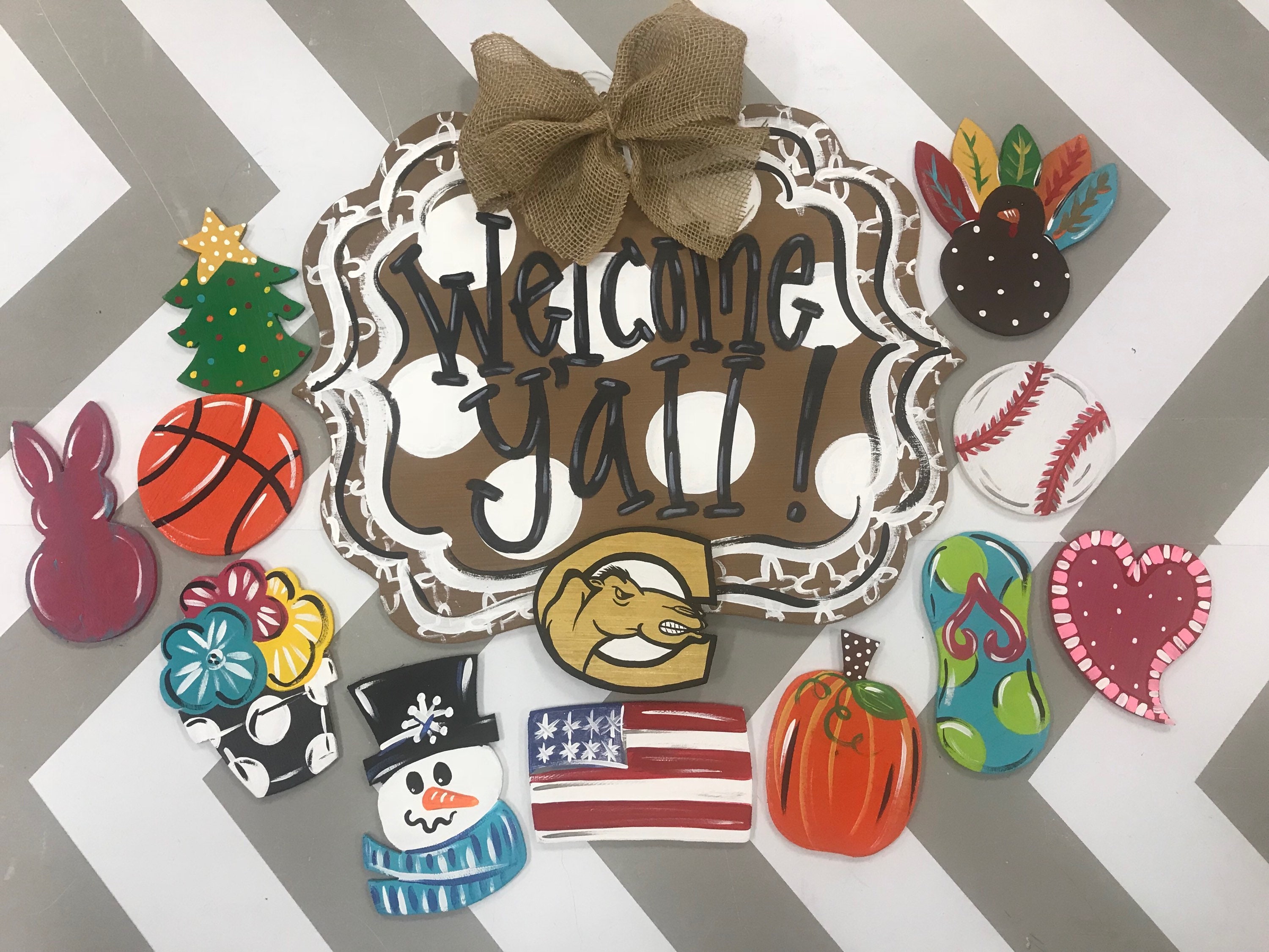 Interchangeable Mini Greeters for Fancy Square Door Hanger | Etsy