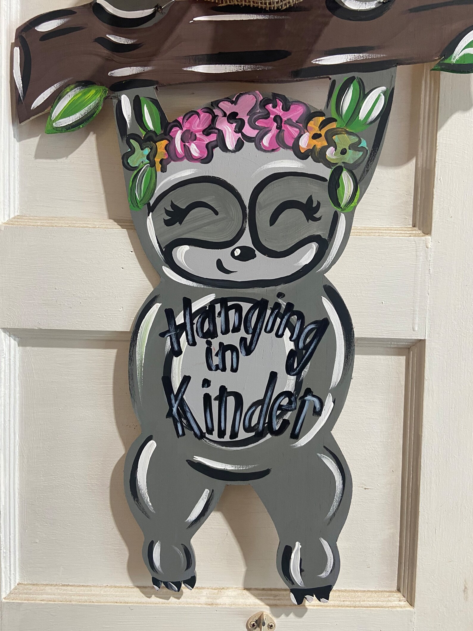 Sloth Wooden Door Hanger - Etsy