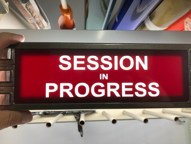 Session In Progress Warning sign rca style Light Up old chrome | Etsy