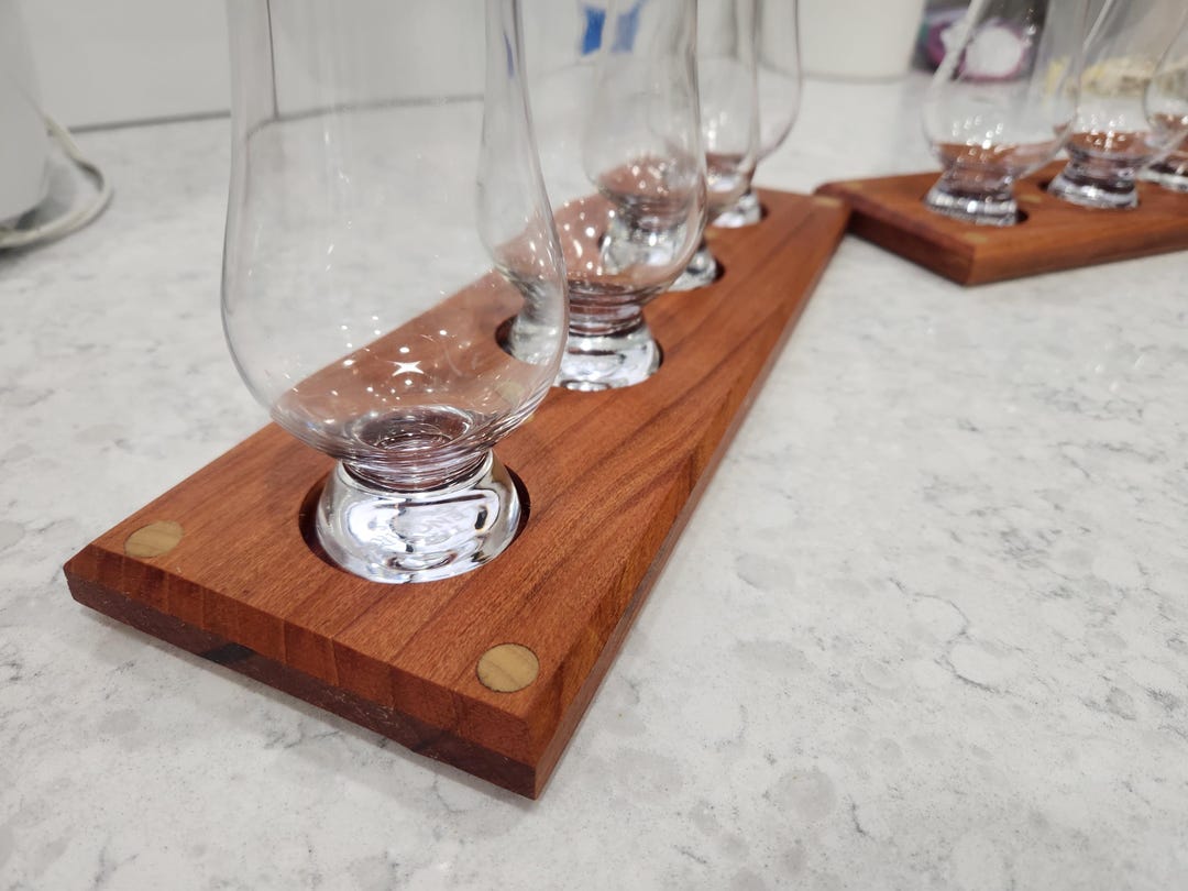 Wooden Whiskey Flight Boards Set of Two, Glencairn Glasses, Wood ...