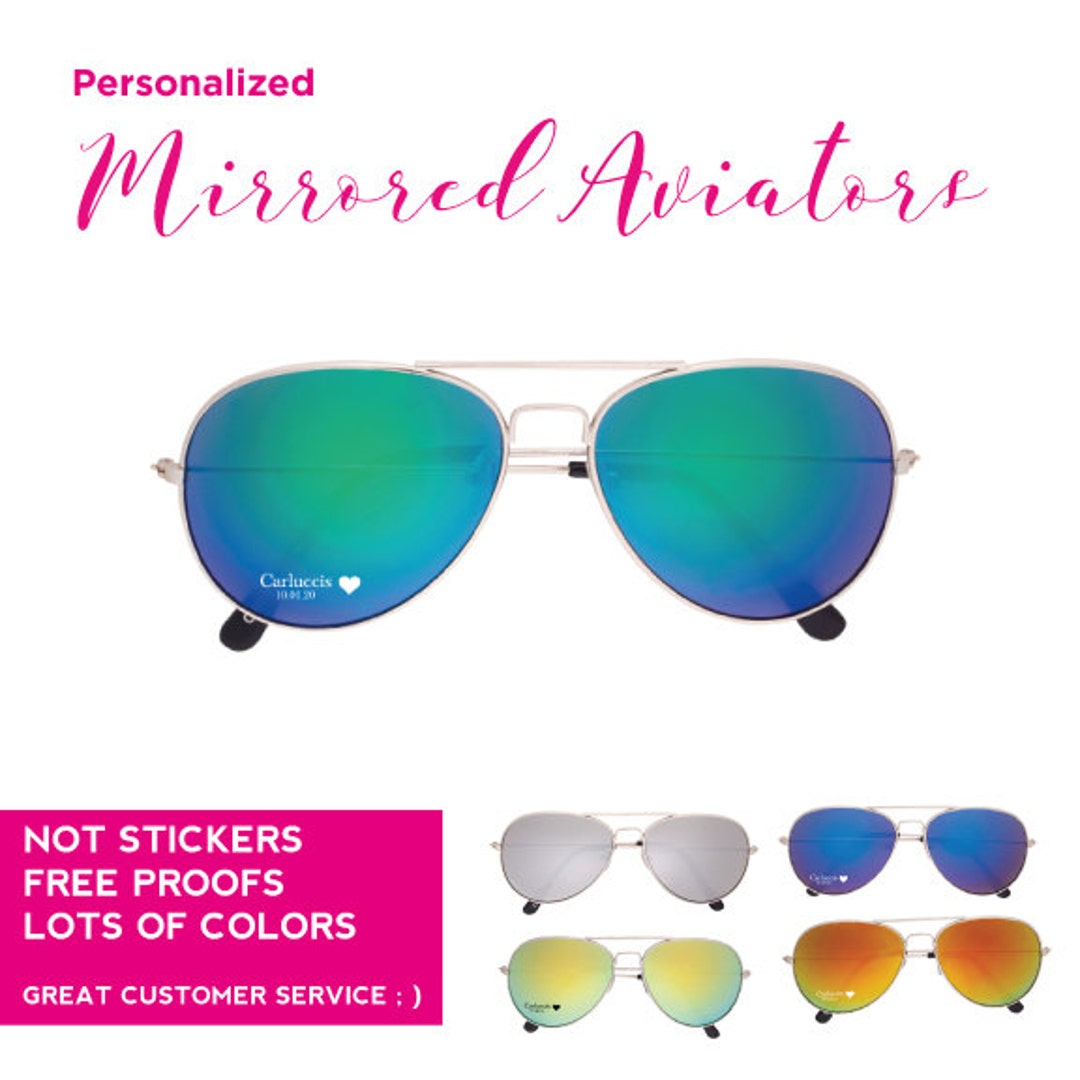 250 Personalized Color Mirror Aviator Sunglasses Custom - Etsy