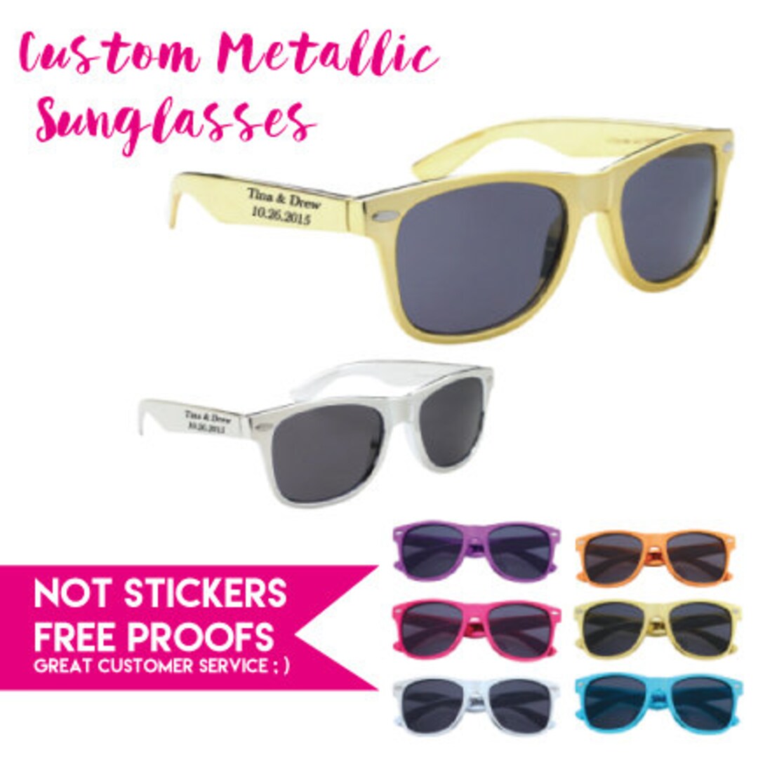 75 Metallic Personalized Sunglasses 1 SIDED IMPRINT for - Etsy