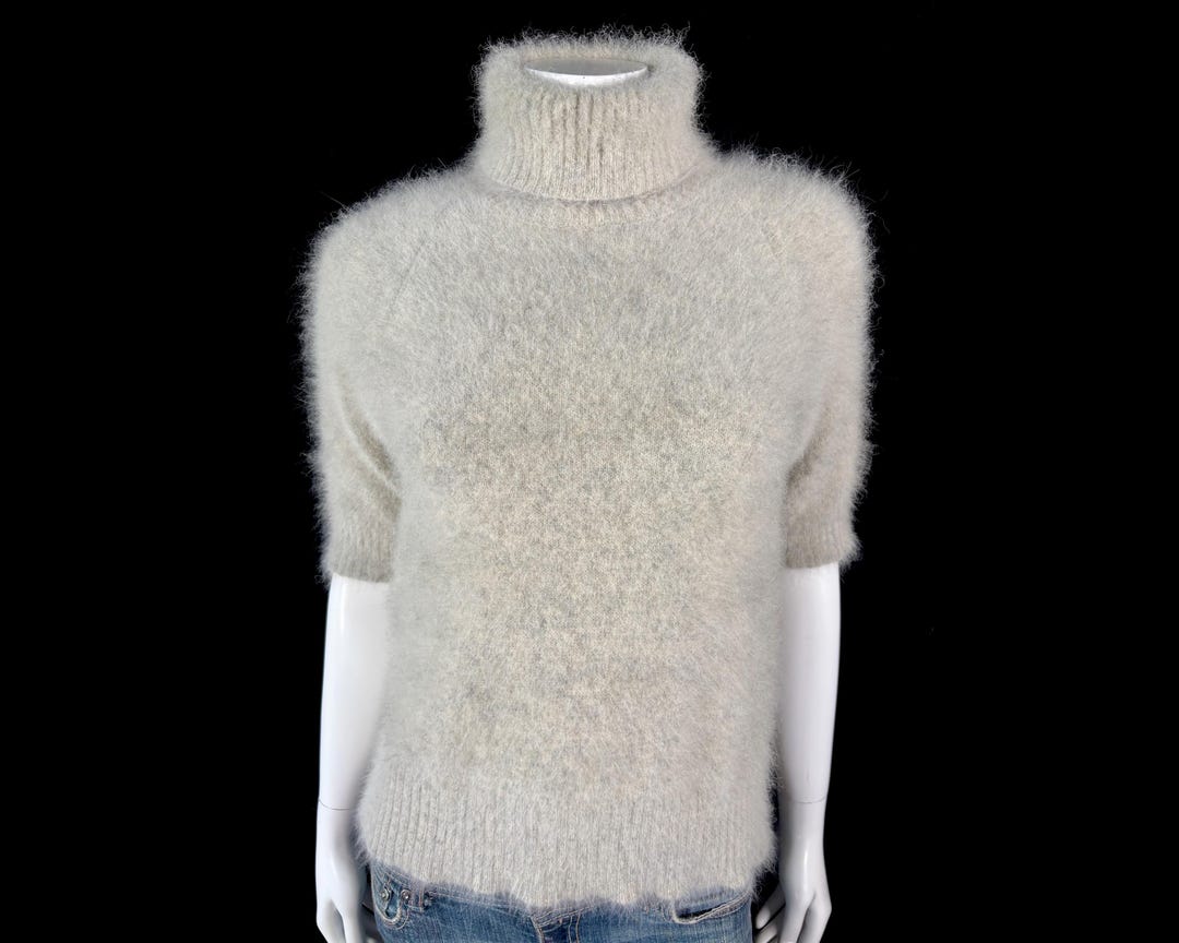 70% Angora Fuzzy THE LIMITED Gray Turtleneck Sweater 34