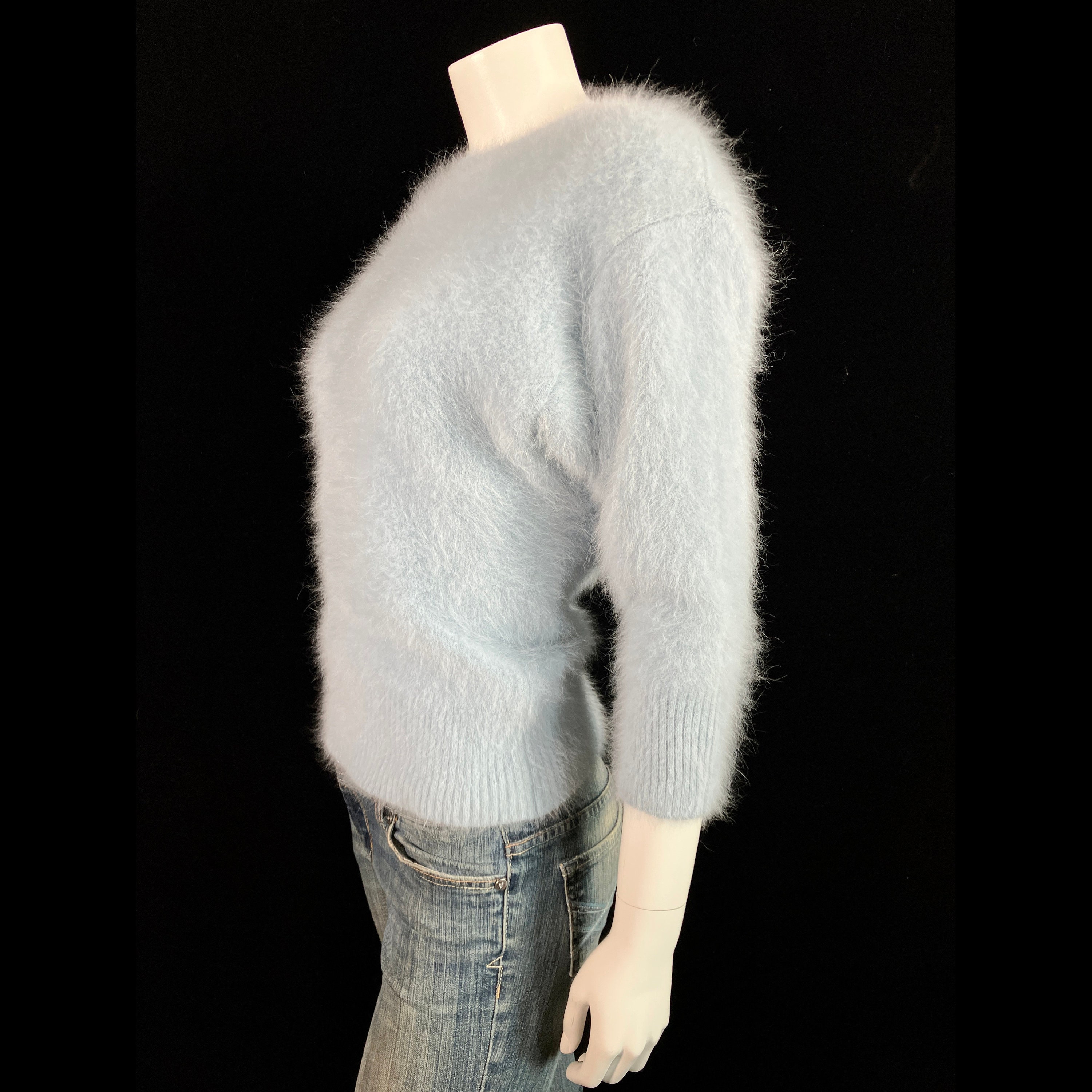 64% Angora Fuzzy Vintage CACHE Blue Stretchy Pullover Sweater 34bust - Etsy