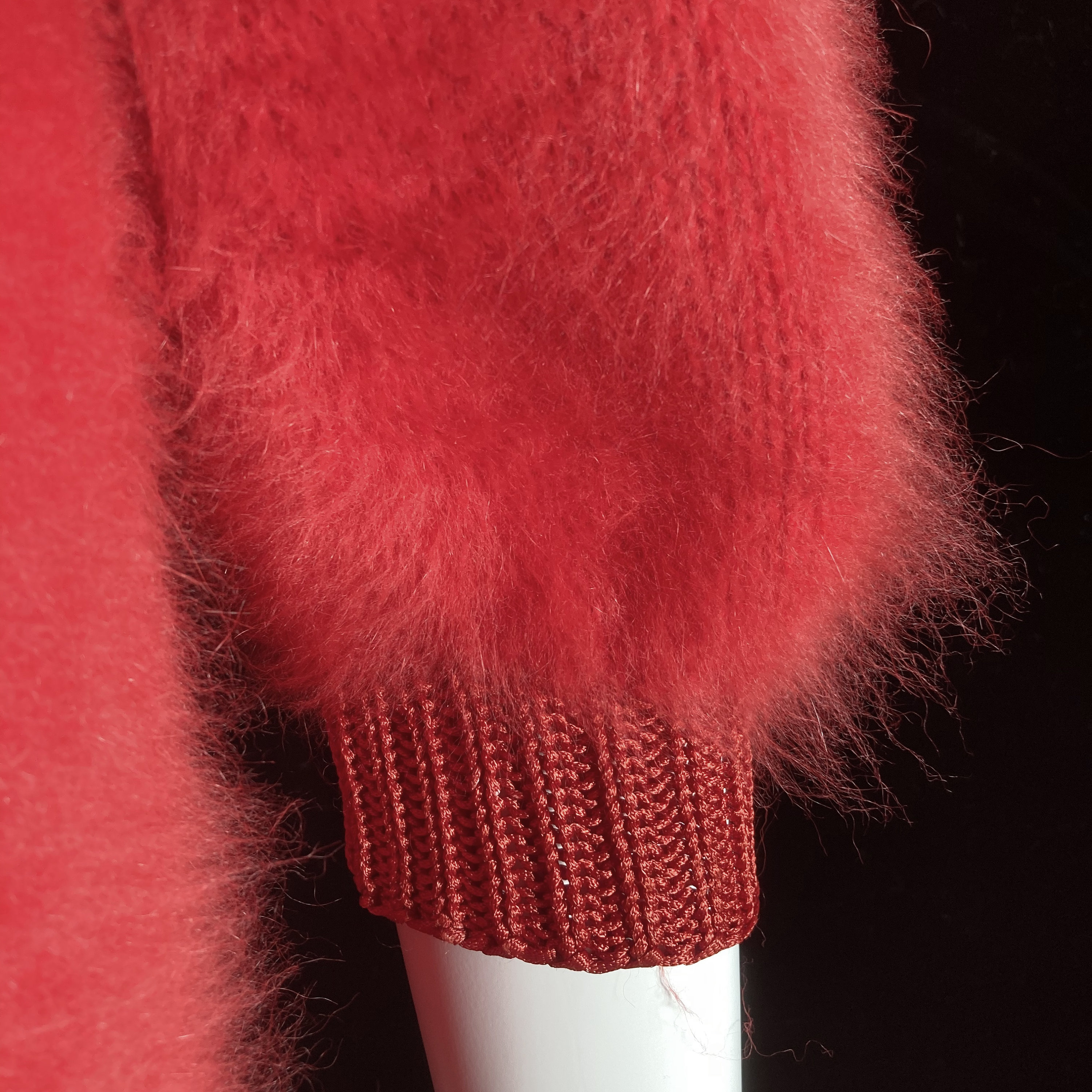 100% Angora Fuzzy Vintage AMALI Red Short-sleeve Pullover Sweater 32 ...