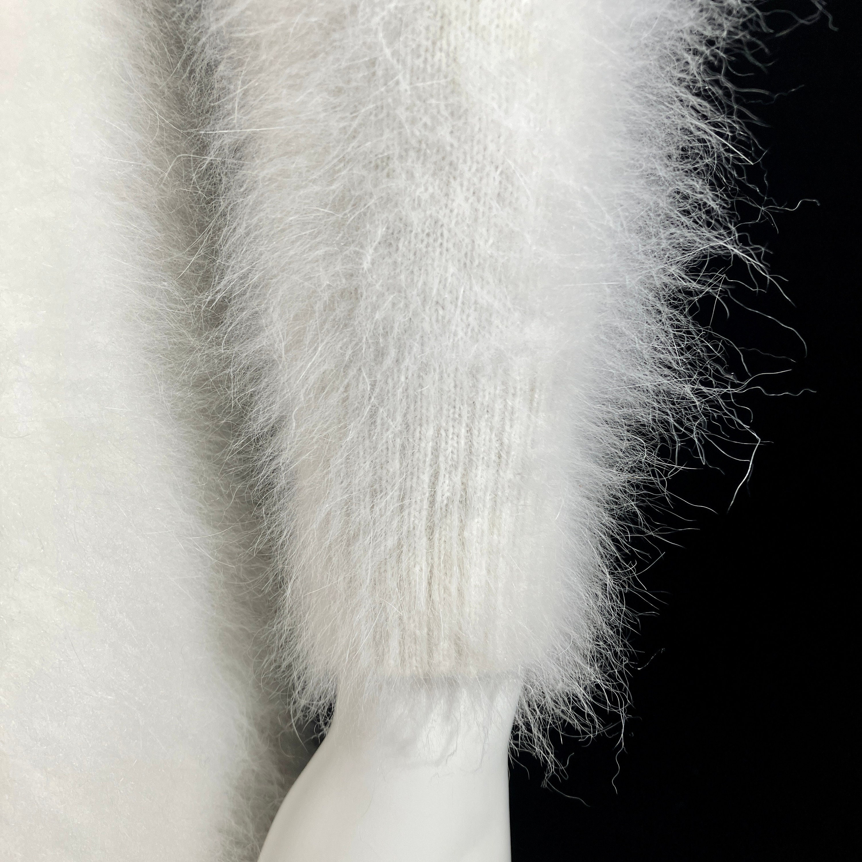 80% Angora Fuzzy White Long Sleeve Scoop Neck Mini Sweater - Etsy