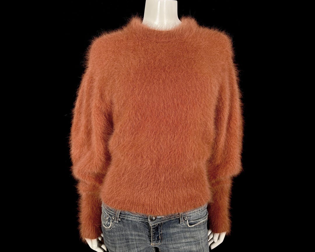 80% Angora Fuzzy ULLA JOHNSON Cinnamon Long-sleeve Sweater 34" Bust - Etsy