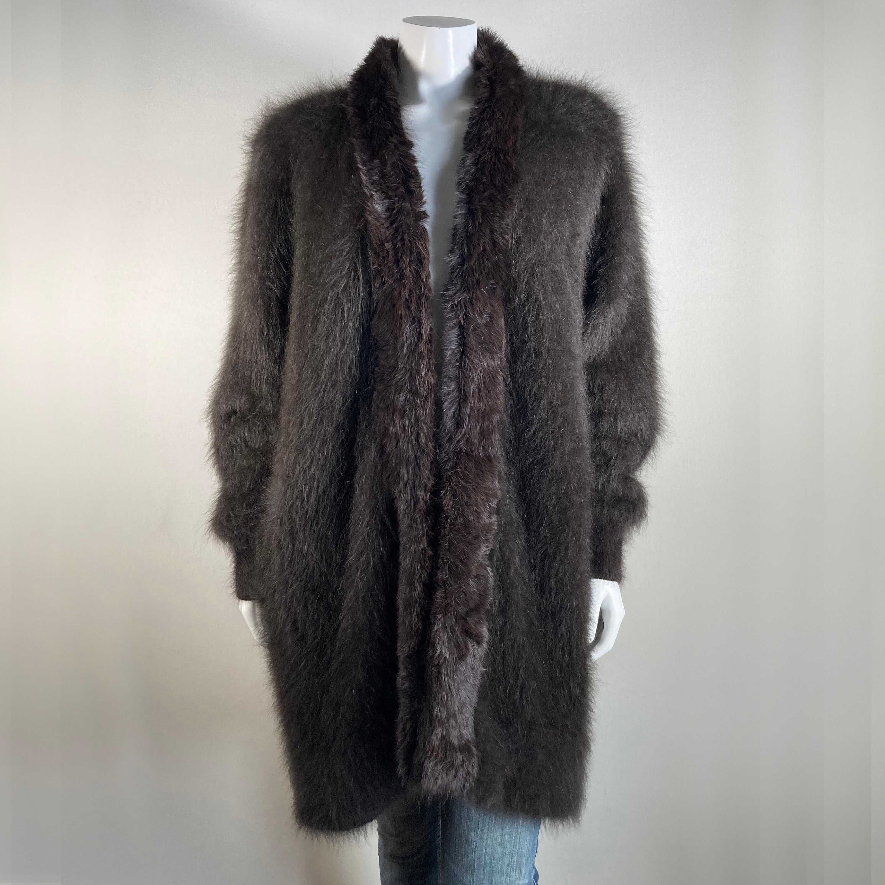 80% Angora Fuzzy LADY MONICA Brown Open-front Sweater Coat 46" Bust - Etsy