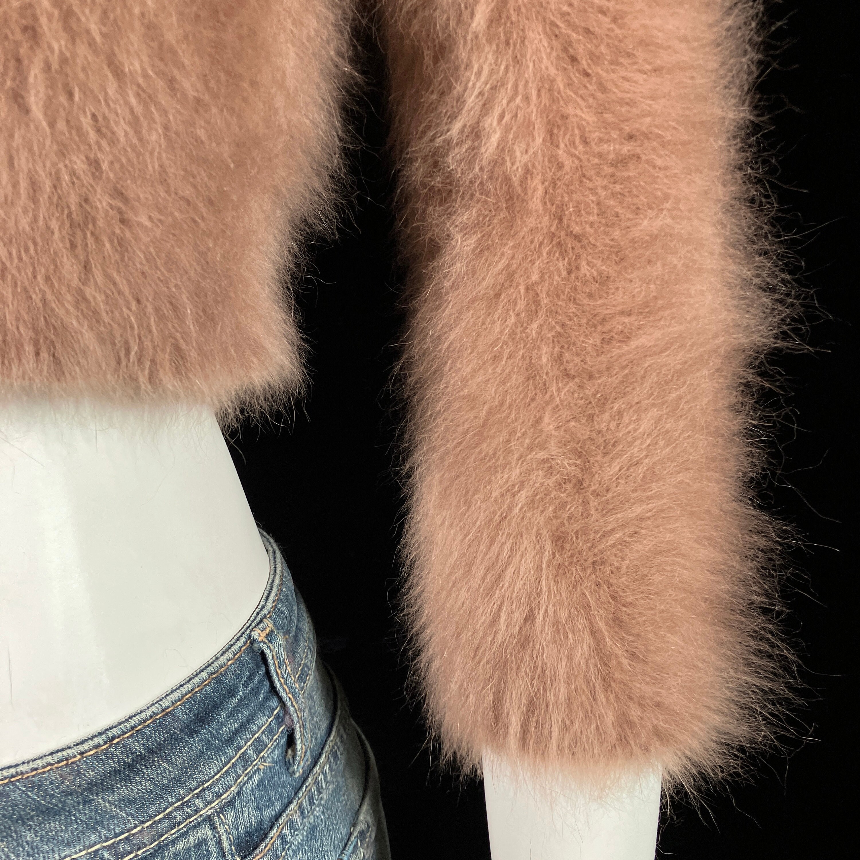 100% Angora Fuzzy Vintage Scoop-neck Cropped Pullover Sweater 30"-bust ...